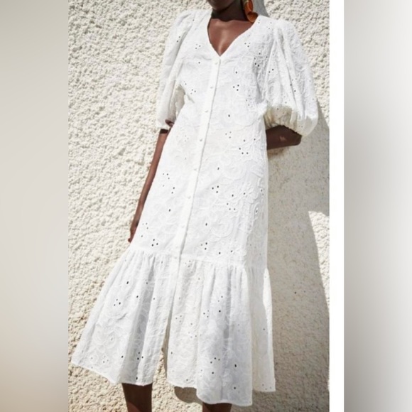 Zara | Dresses | Zara Openwork Midi Dress | Poshmark
